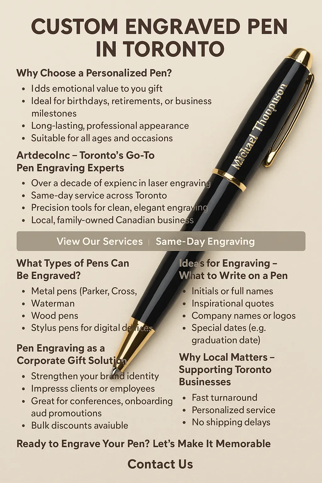 Custom Pen Engraving in Toronto – Make It Personal - Laser engraving ...